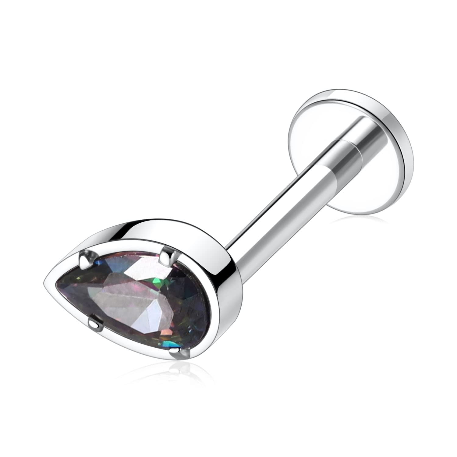 GAGABODY Labret Studs 16g Internally Threaded Labret G23 Titanium Labret Jewelry Silver 16G Monroe Jewelry White Opal Helix Cartilage Tragus Monroe 6mm ABCZ Lip Studs Earring Piercing