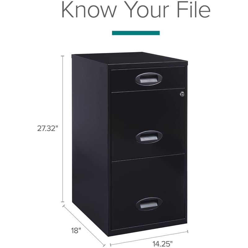 Hirsh Industries Space Solutions 3 Drawer Metal File Cabinet with Pencil Drawer Black