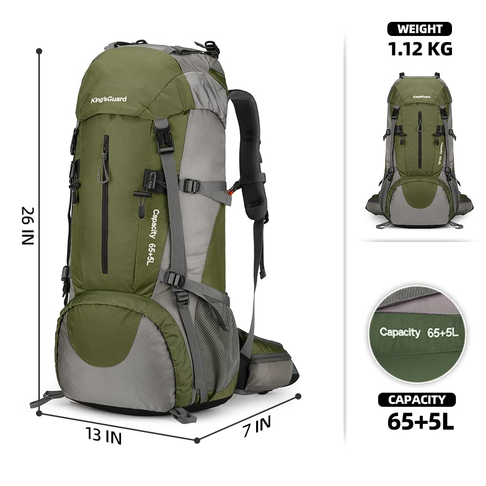 HongXingHai 70L Camping Hiking Backpack with Rain Cover Waterproof Backpacking Backpack for Hiking Treeking Climbing Outdoor (ArmyGreen)