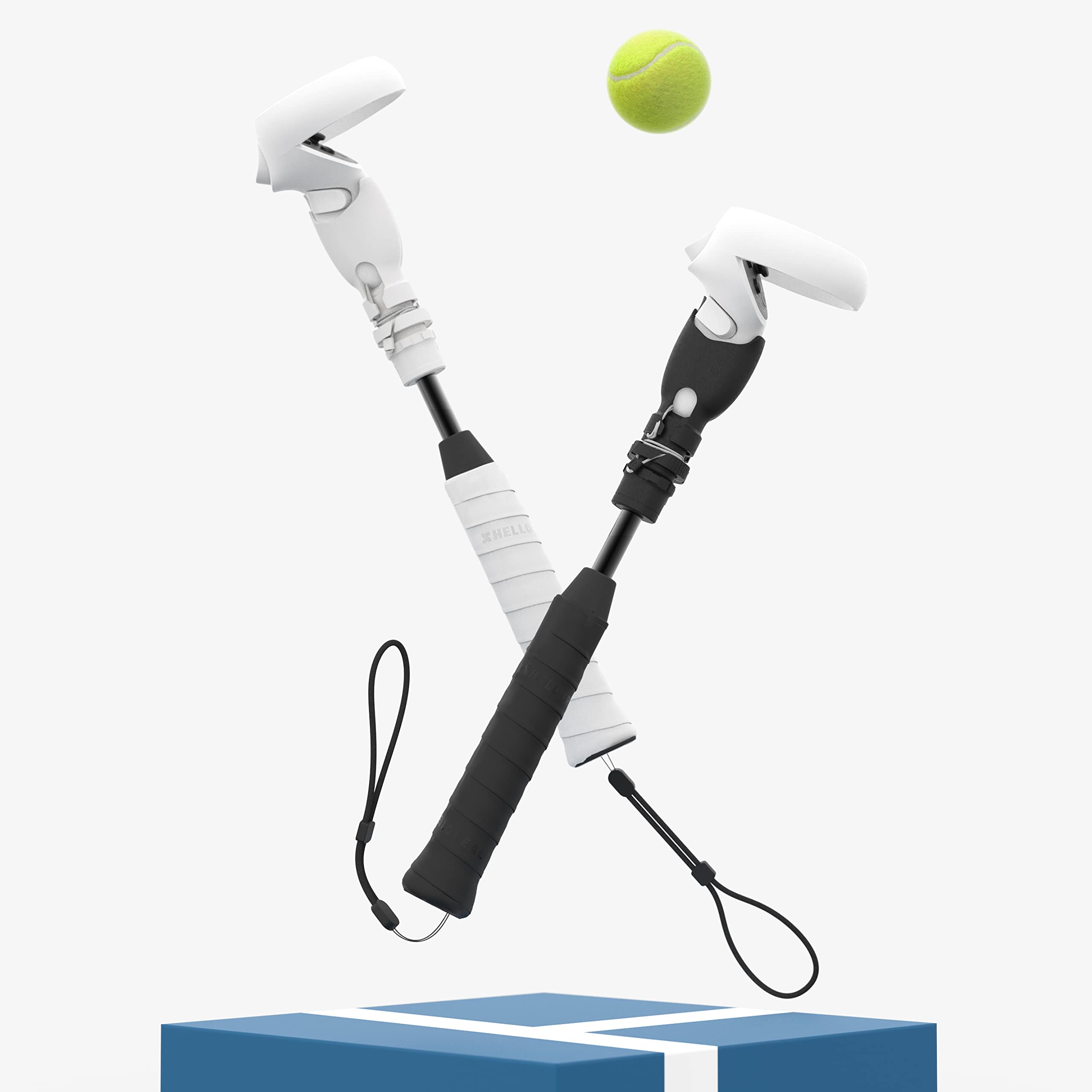HelloReal VR esports Tennis Controller Accessories Compatible with Meta Quest 1, 2, Pro (47, White)