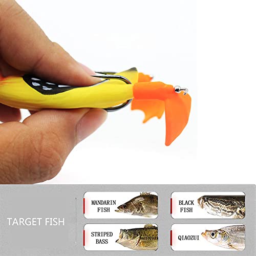GaiRen Topwater Duck Soft Fishing Lure Realistic Propeller Floating Rubber Soft Bait with High Carbon Reinforced Hook 5PCS