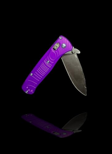 Purple, Top Topography Map, Billet Aluminum, Full Size Bugout, Gift for dad, Everyday Carry Knife Scales