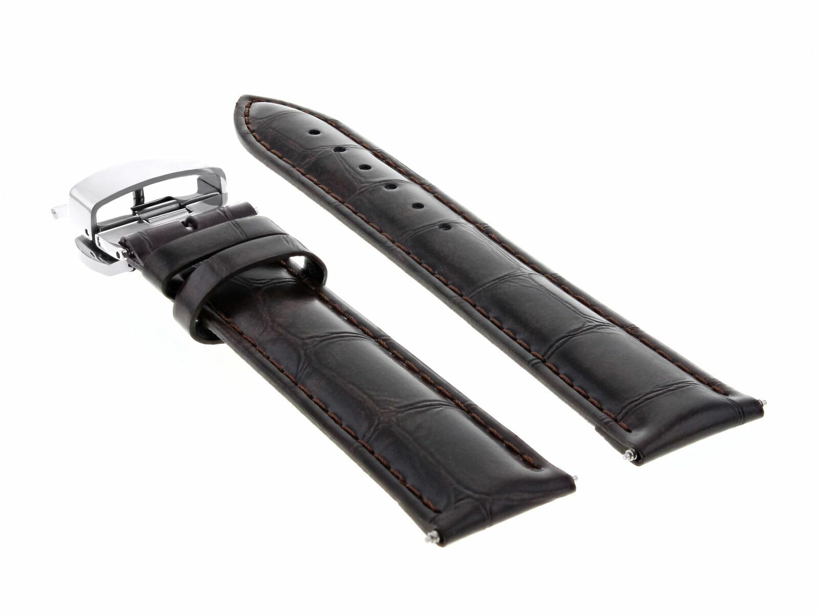 Ewatchparts 18MM LEATHER STRAP BAND COMPATIBLE WITH IWC AQUATIMER BIG PILOT PORTUGUES CLASP DARK BROWN