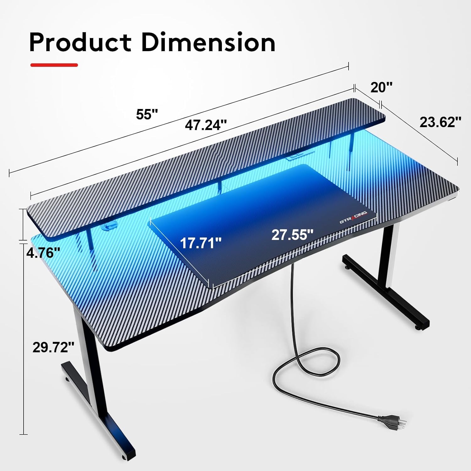 GTRACING GTP210 Gaming Desk, Large, Black