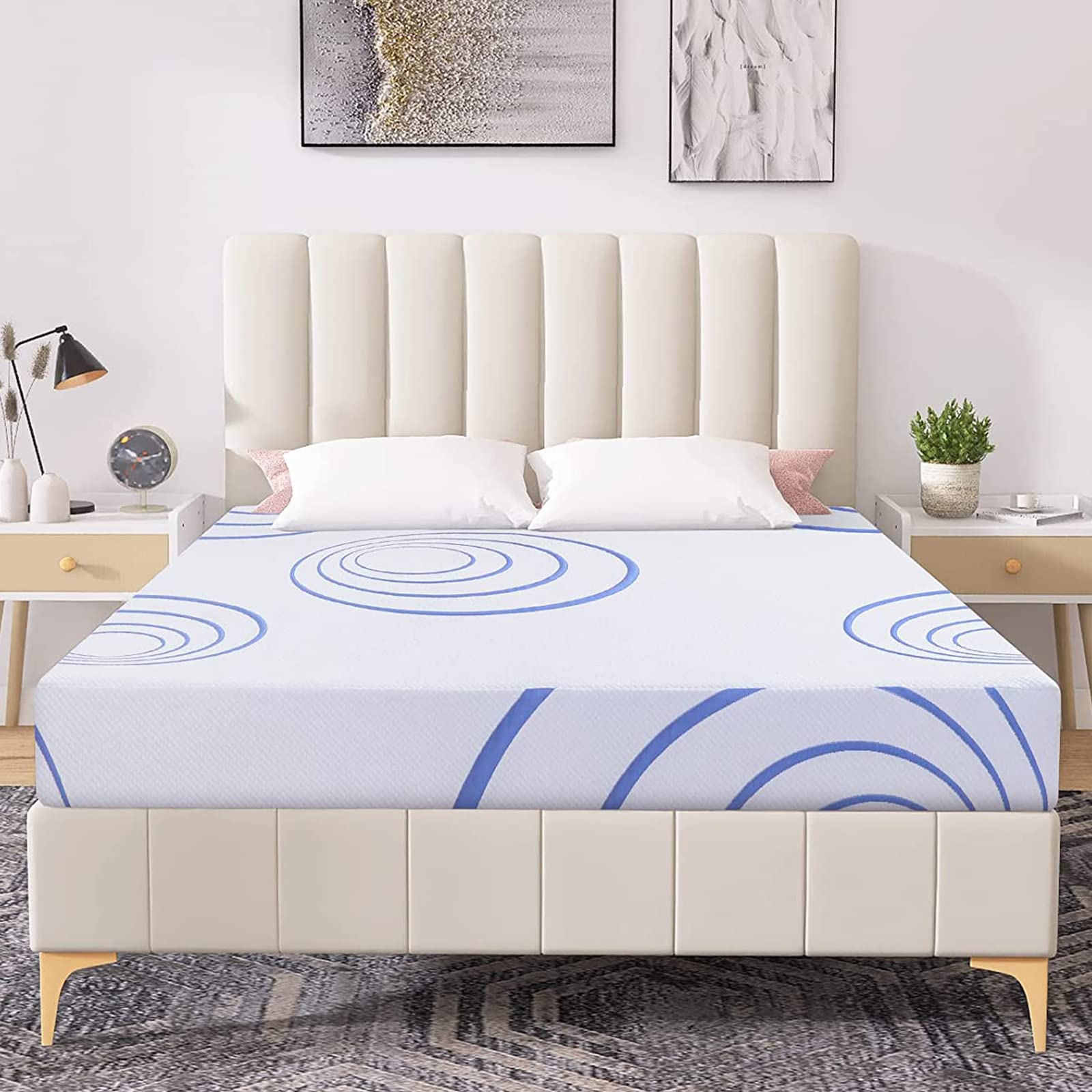 DUNTRKDU Queen Size Mattress, 8 inch Gel Bamboo Charcoal Memory Foam Mattress in A Box, Breathable Medium Mattress Supportive & Pressure Relief, CertiPUR-US Certified, Medium Firm Feel (8Queen)