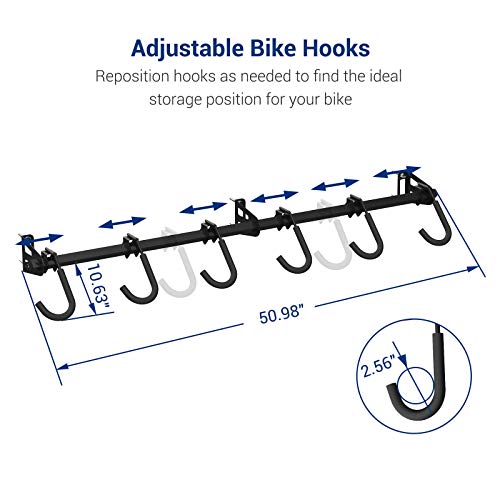 FLEXIMOUNTS 6-Bike Storage Rack for Garage, Heavy-Duty Wall Mount Hanger for Home & Garage, Holds Up to 300lbs