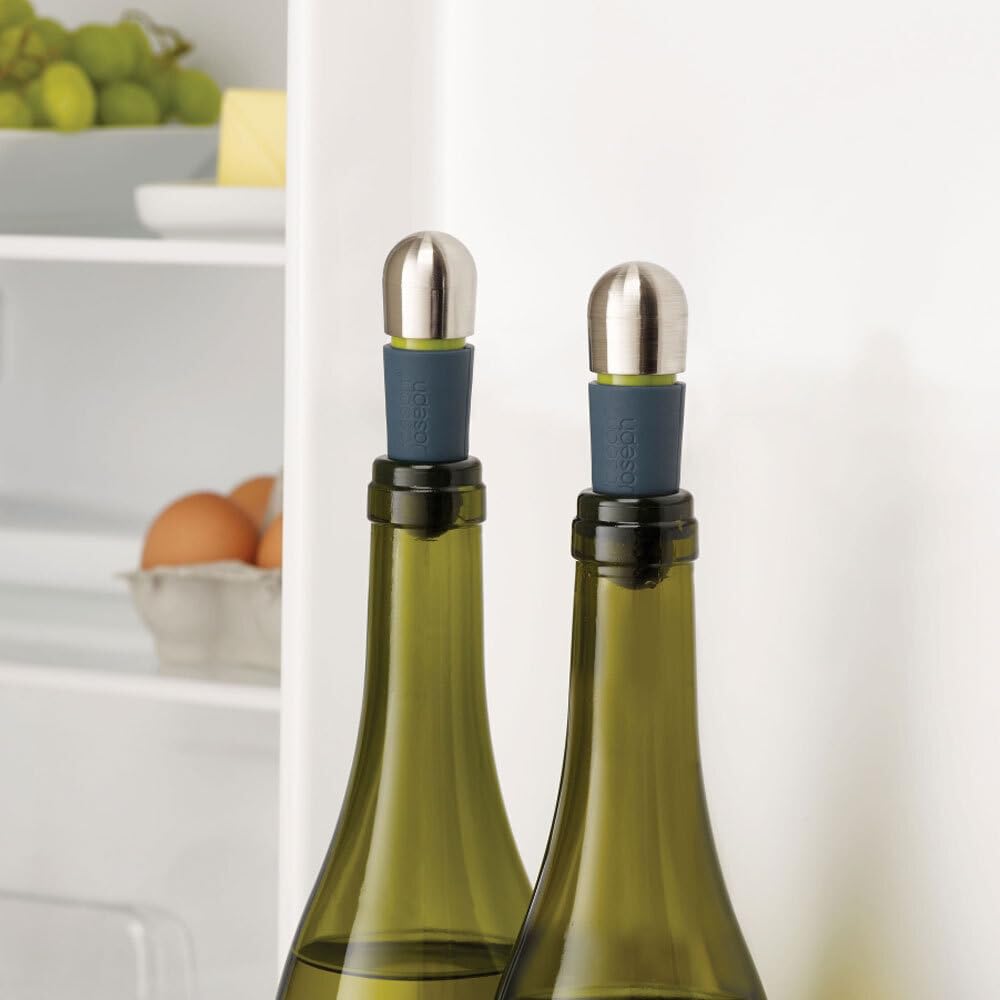 Joseph Joseph BarWise Twist-Lock Wine Stoppers, 2-Piece, Blue