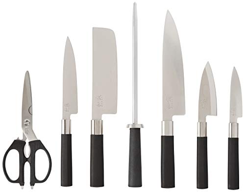 Kai Wasabi 8-Piece Block Set, Kitchen Knife and Knife Block Set, Includes 8β Chef's Knife, 4β Paring Knife, 6β Utility Knife, & More, Hand-Sharpened Japanese Kitchen Knives