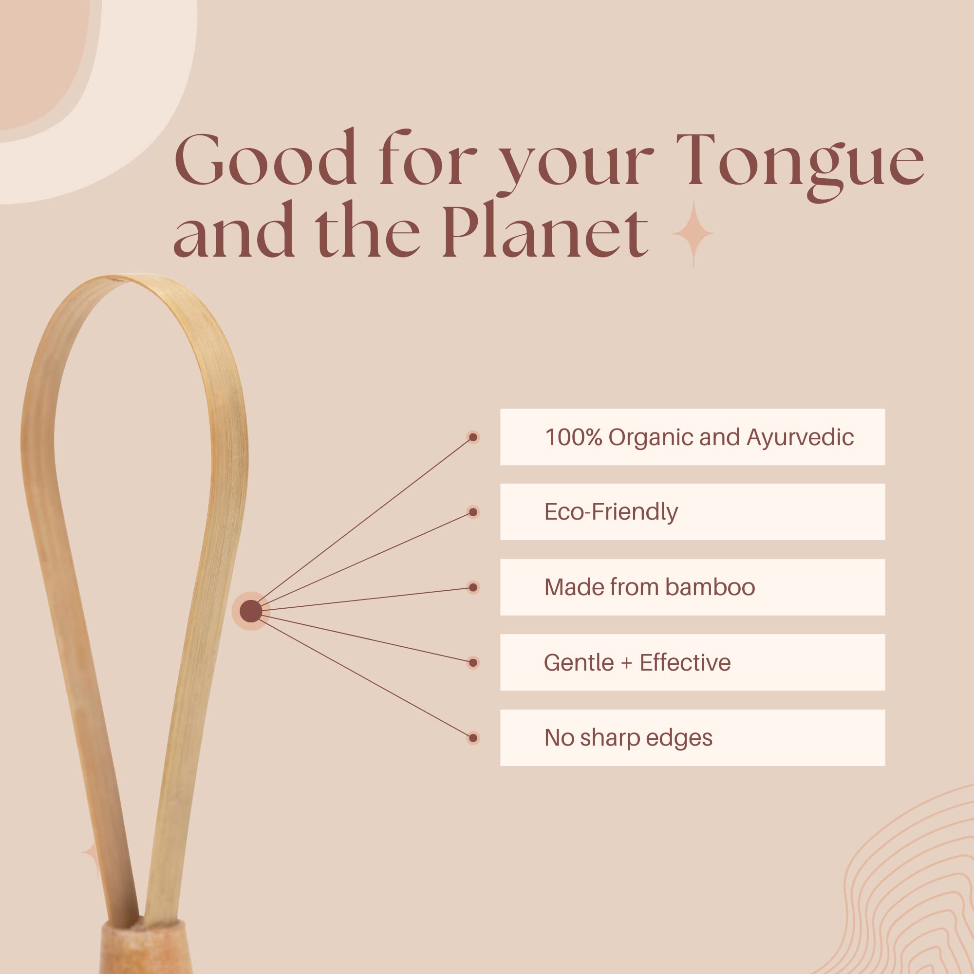 NIVEUS Natural Bamboo Tongue Scraper for Adults & Kids β Gentle - Dentist Developed - Reduce Bad Breath - Eco-Friendly β Vegan β Plastic-Free