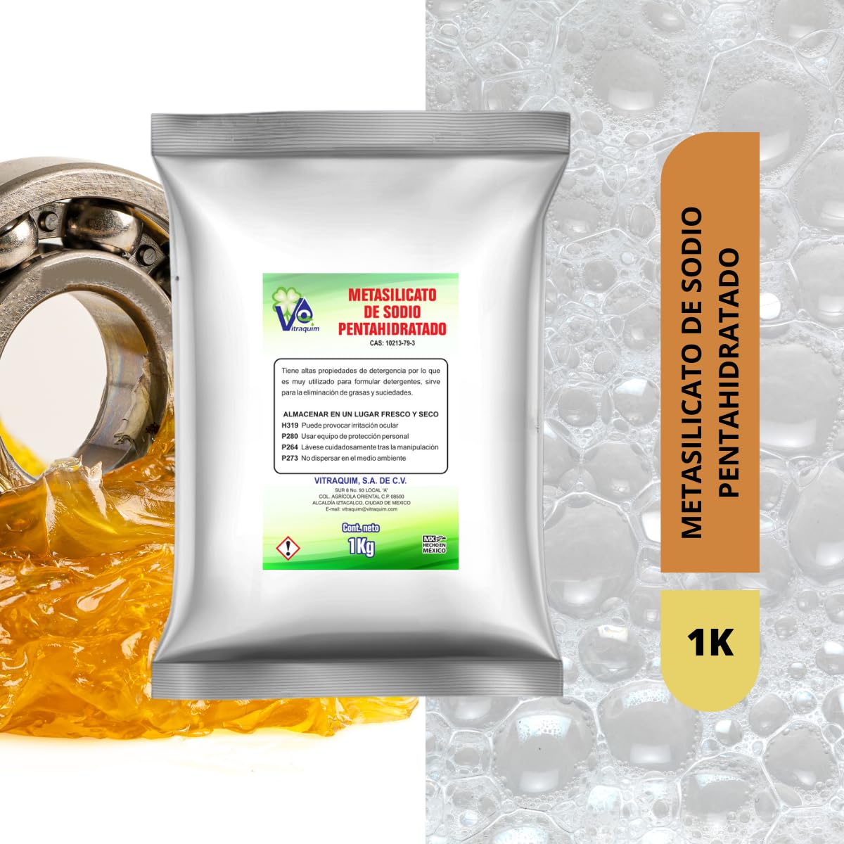 Vitraquim Sodium Metasilicate Pentahydrate (1 kilo)