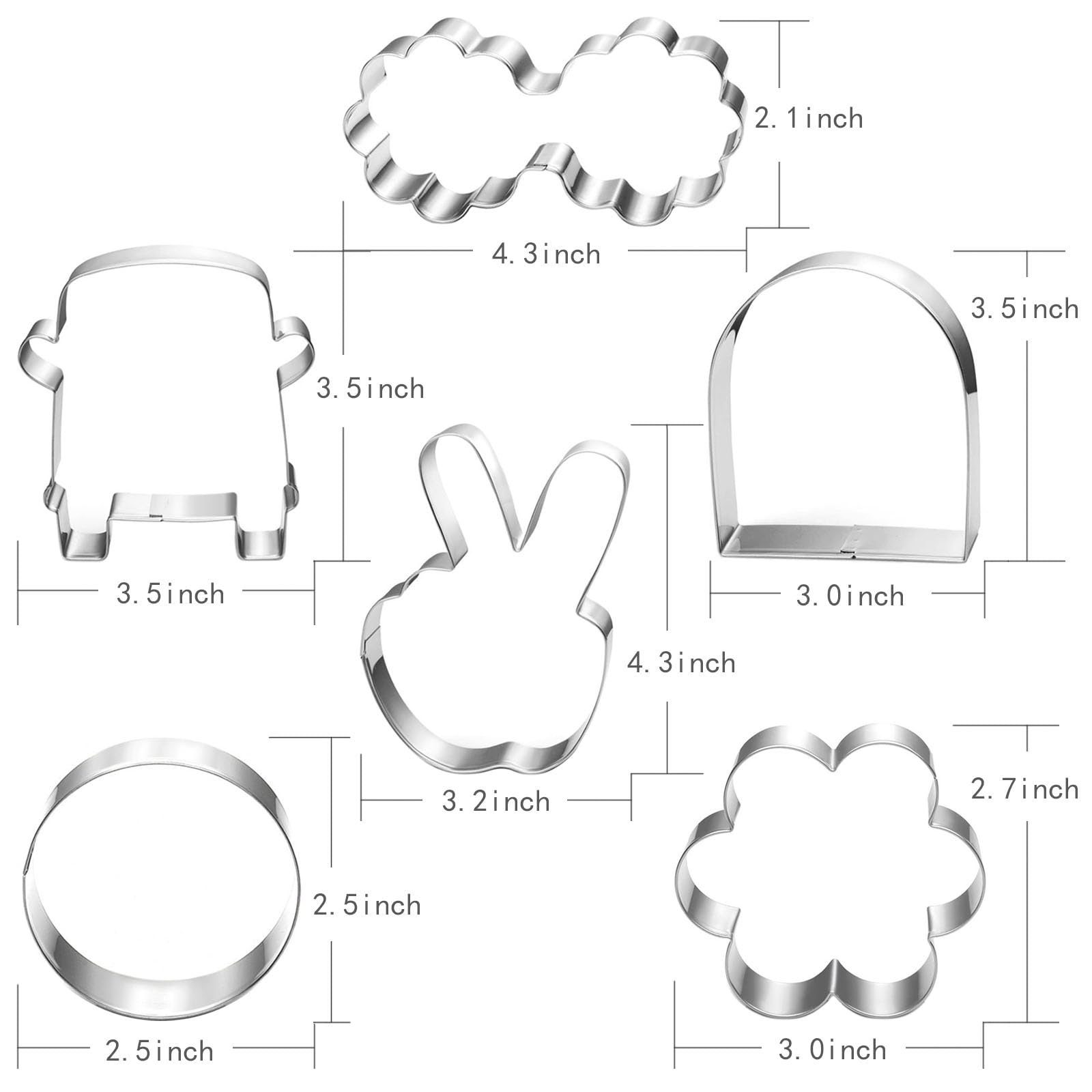 LUBTOSMN Large Groovy Cookie Cutter Set-6 Piece-VW Van, Peace Hand, Daisy, Floral Sunnies, Rainbow and Circle-Diswasher Safe-Cookie Cutters Shapes for Two Groovy One Birthday Party Decoratons