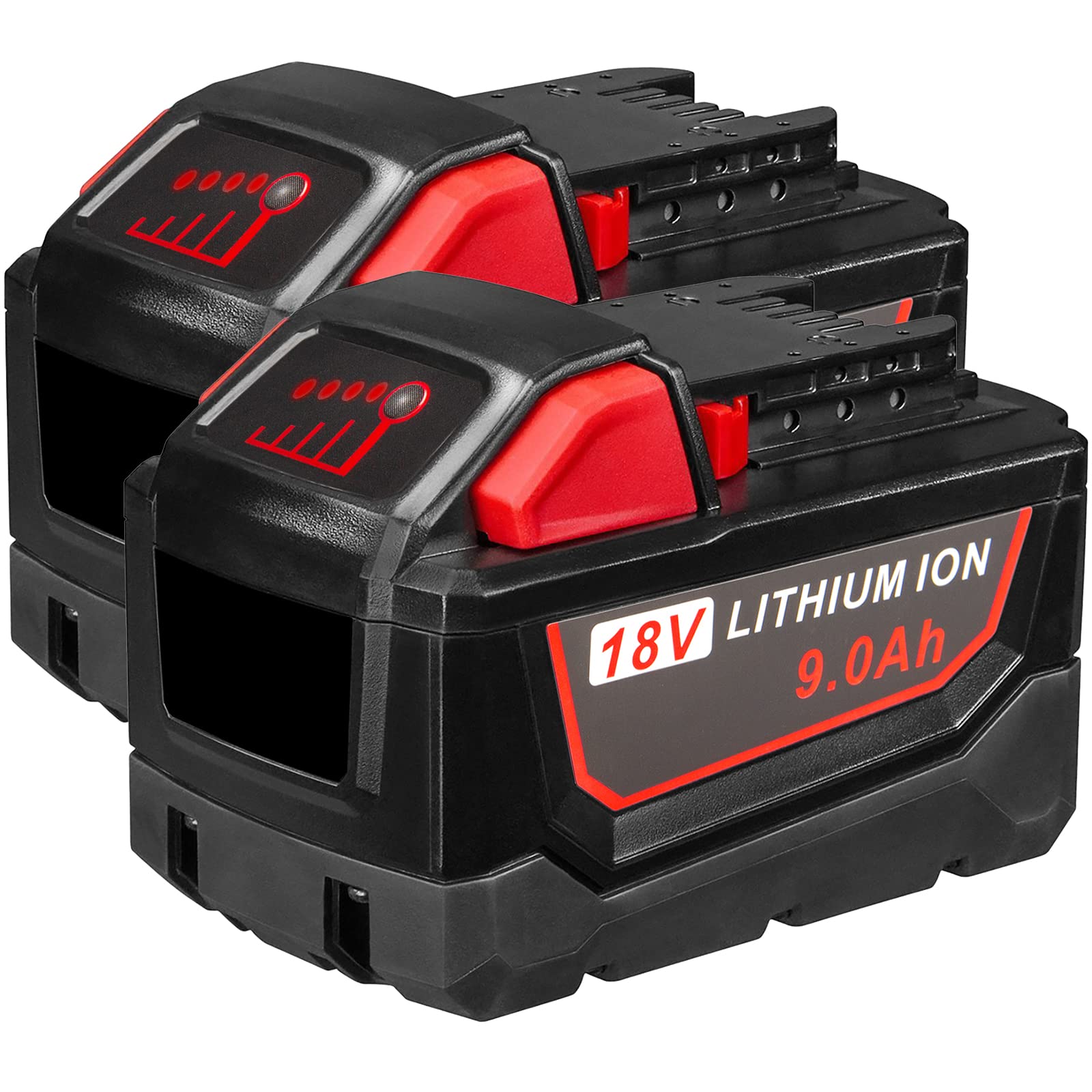 Futurebatt [2-Pack] High Power 9.0Ah! Long-Lasting 18V Battery for Mil M-18 Cordless Tool Battery (Fit All M18 XC Red Lithium Models)