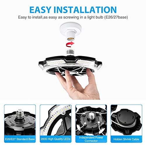 MAVARO Deformable Garage Ceiling Lights Led, Led Lighting Garage Led High Bay Light for Gym Factory Warehouse 7 Pack