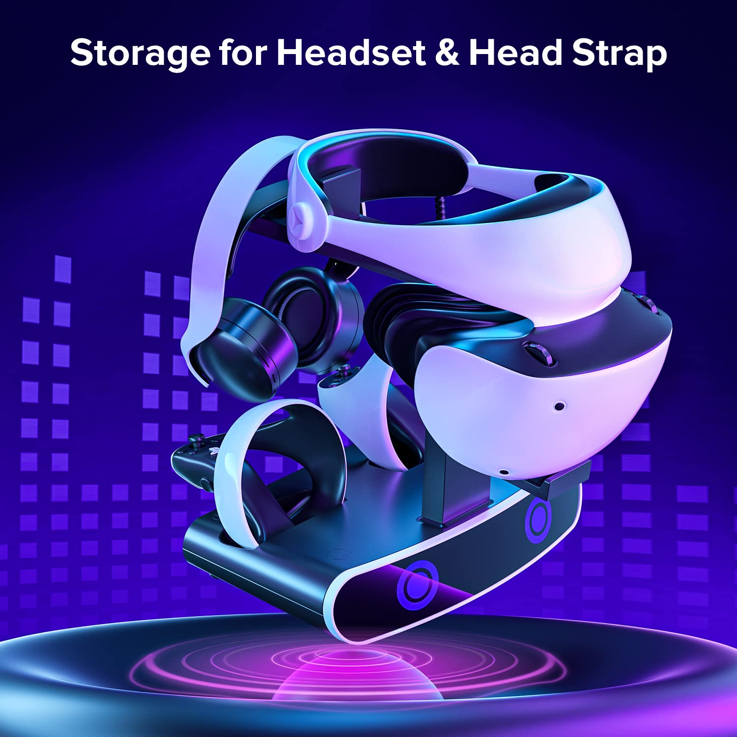 Keten Play-Station VR2 Controller Charging Dock, PS-VR2 Charging Station with Type-C Adapter, Dual PS-VR2 Controller Charging Stand, PS5 Accessories with Headset Holder, LED Indicator