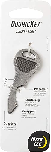 Nite Ize KCT1010-1088 DoohicKey QuicKey Stainless-Steel 5-in-1 Keychain Multi Tool with Key Hole Attachment, Stainless Steel