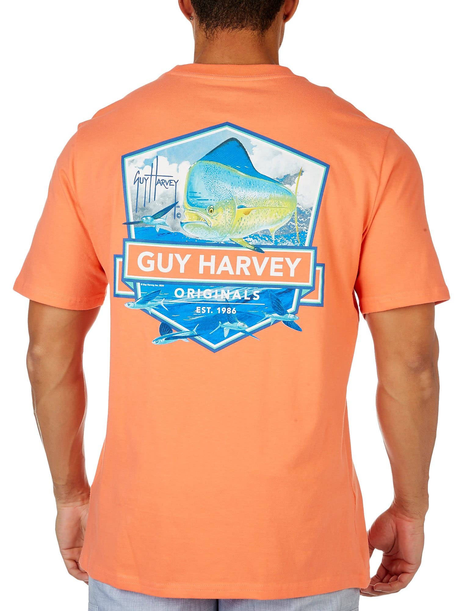 Guy Harvey Mens Mahi Originals Graphic Short Sleeve T-Shirt X-Large Light Orange