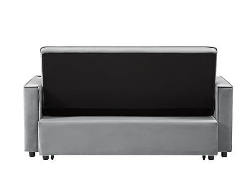 FULife Convertible Loveseat Sofa Futon Couch Sleeper Pullout Chaise Lounge Recliner Chair Reversible Folding Daybed Guest Bed, Gray 63.78" w