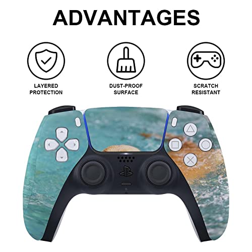 Labrador Retriever Swimming Full Protective Skin Cover Design Wrap Decal Sticker Compatible with PS5 Digital Edition Console and Controller