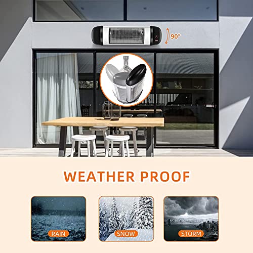 LHRIVER Infrared Heater, Wall-Mounted Electric Space Heater with Remote, Waterproof, Outdoor Heaters for Patio, Backyard, Garage, and Decks, Restaurant