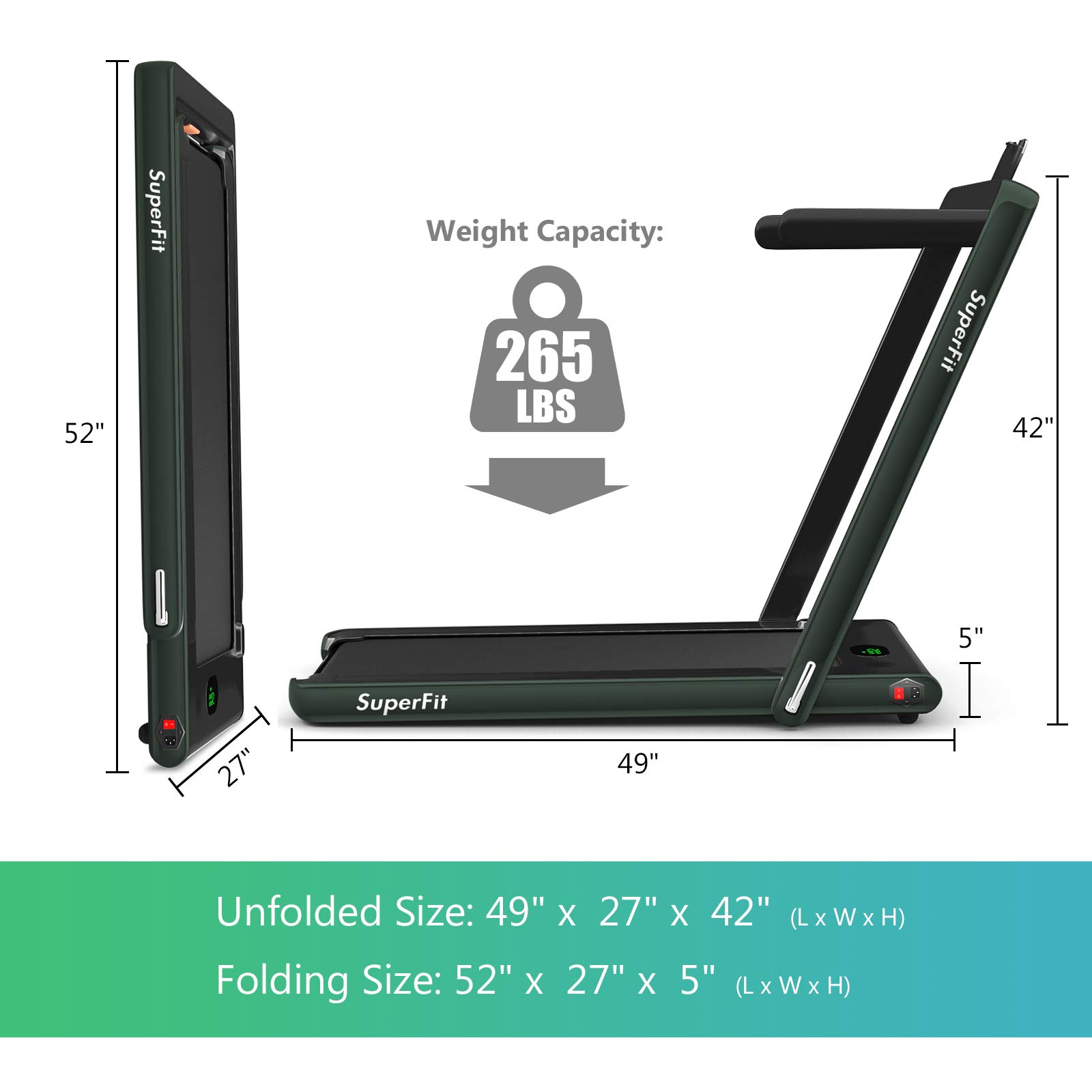 GYMAX Walking Pad, 2.25HP Foldable Treadmill with LED Display, Remote & Smart App Control, 2 in 1 Under Desk Treadmill, Portable Compact Folding Treadmill for Small Space/Home/Office (Black)