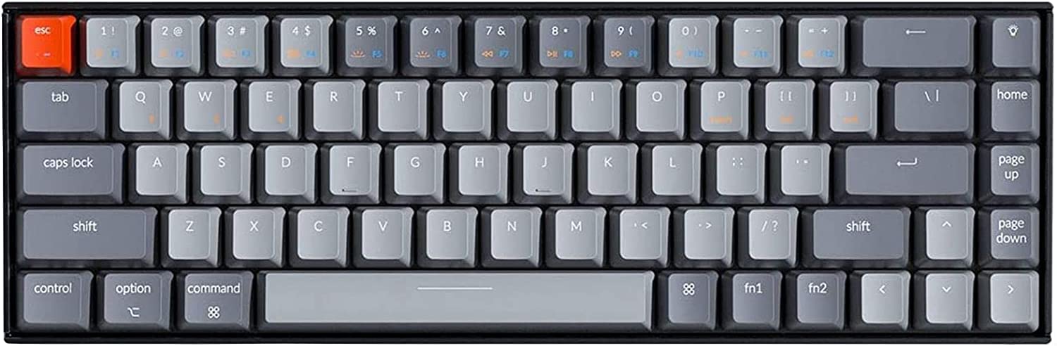 Keychron K6 Gaming Mechanicak Keyboard Wireless/Wired, 65% Layout 68 Key Compact Bluetooth Keyboard with White Backlit, N-Key Rollover, Gateron G Pro Brown Switch for Mac Windows