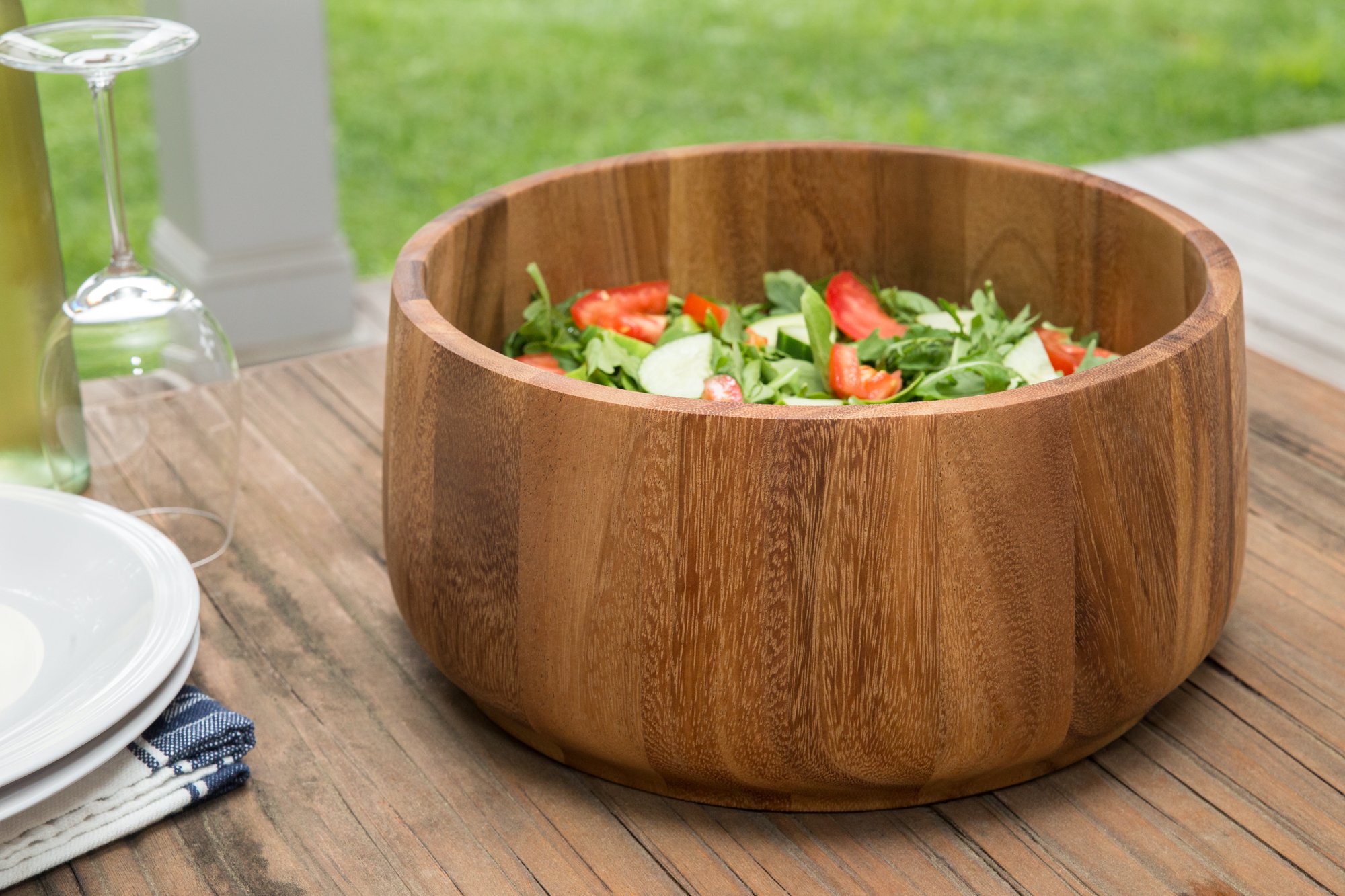 Ironwood Gourmet Tulip Salad Bowl, Acacia Wood