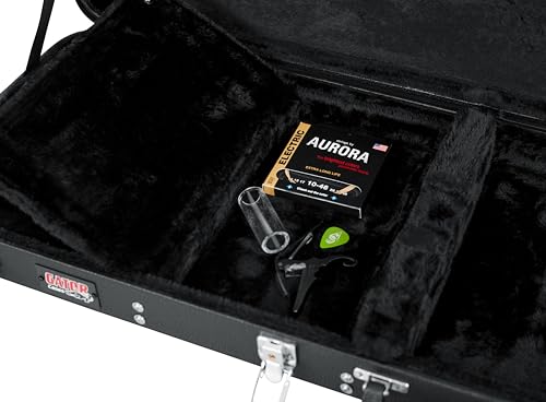 Gator Cases Hard-Shell Wood Case for Standard Electric Guitars; Fits Fender Stratocaster/Telecaster, & More (GWE-ELECTRIC), Black