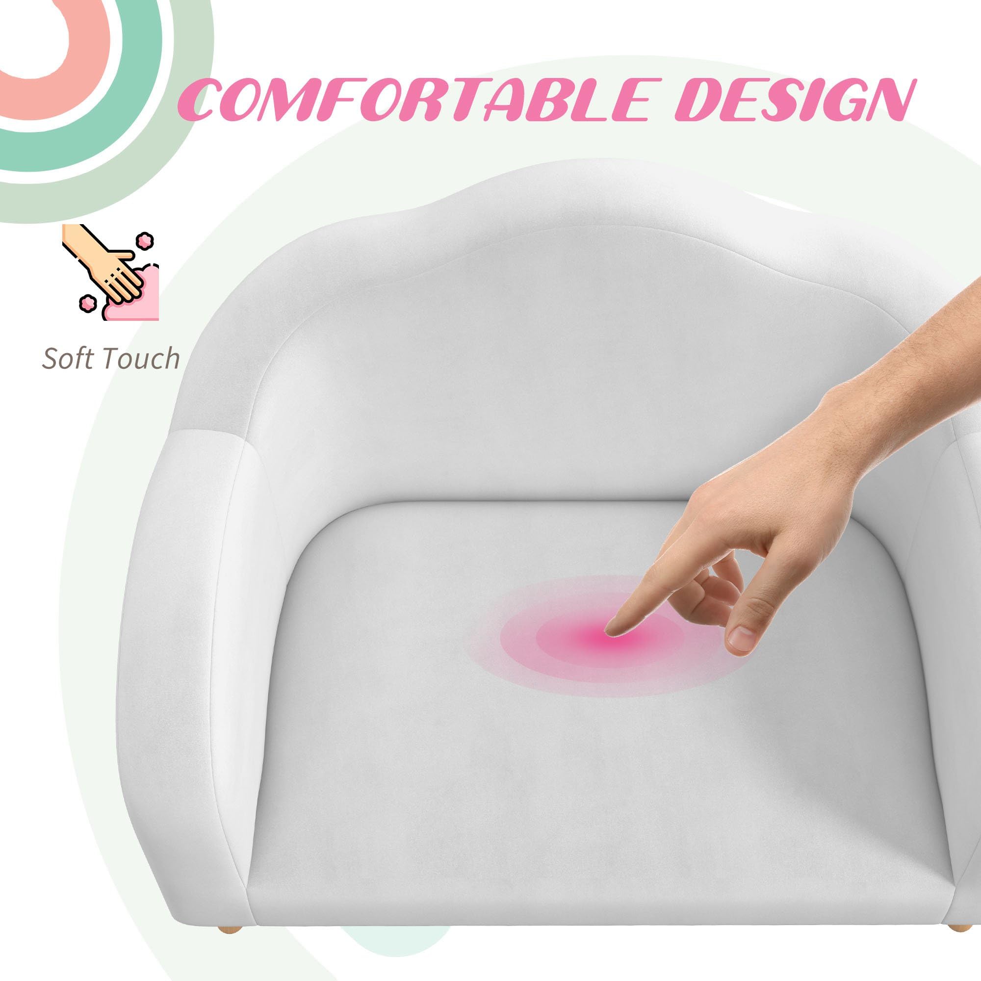 Qaba 2 Seater Kids Sofa, Cloud Shaped Children's Sofa for Nursery Playroom with Soft Foam Padding & Anti-Tipping Design, for 2-5 Years, White