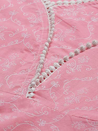 Yash Gallery Women's Cotton Floral Print Anarkali Kurtis (Light Pink)