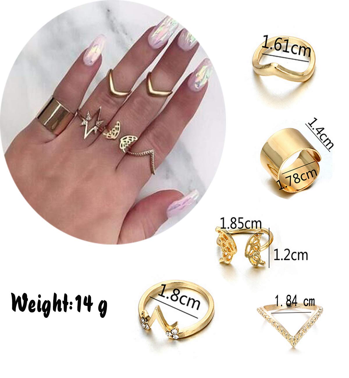 FIBO STEEL 118 Pcs Knuckle Rings Set Vintage Hollow Rings Stackable Finger Rings for Women
