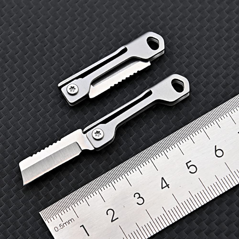 KUNSON Ultra Small Little Folding Keychain Stainless Steel Knife with 7Cr Stainless Steel Blade, Mini EDC Portable Knife, Ultra Lightweight and Compact
