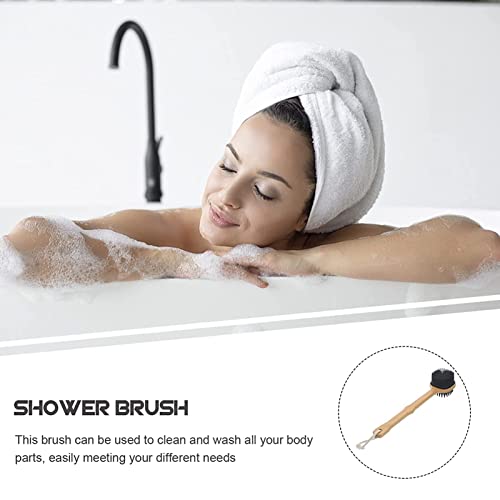 Two-In-One Silicone Bath Scrub Brush Soft Dual-Sided Back Scrubber Body Brush with Long Handle for Wet Dry Brushing for Men and Women