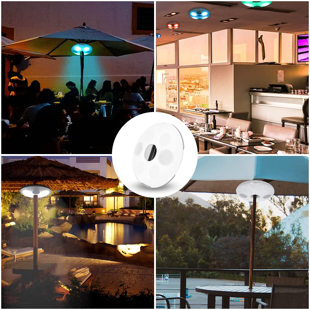 Patio Umbrella Light with Bluetooth Speaker,LED Outdoor Waterproof RGB Color Changing Parasol Light,Rechargeable USB Portable Tent Lamp for Camping Garden Patio Restaurant