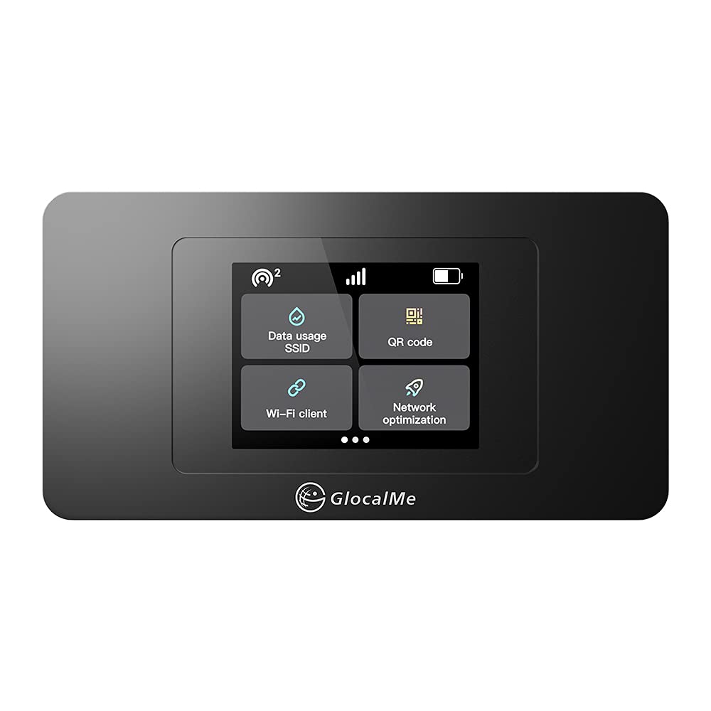 GlocalMe DuoTurbo 4G LTE Portable WiFi Mobile Hotspot Device for Travel, SIMFREE, No Contract, with US 8GB & Global 1GB Data in 150+ Countries, Support 10 Devices Connected (Black)