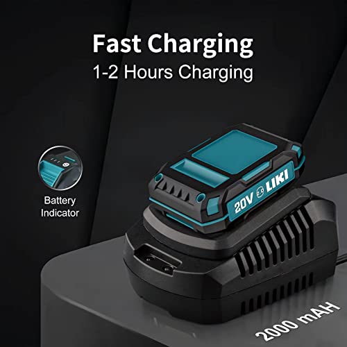 LIKI Cordless Impact Wrench 1/2",1/2 Impact Gun Brushless Impact Driver 300 Ft-lb High Torque 3000 RPM, 20V Electric Impact Wrench Kit with 1 Hour Fast Charger