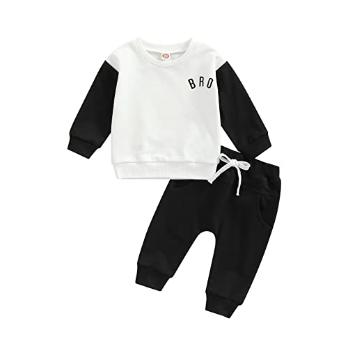 MAYUMMPY Infant Baby Boy Girl Clothes Long Sleeve Crewneck Sweatshirts Pullover Top Pants Set Fall Winter Outfit (BRO,6-12 Months)