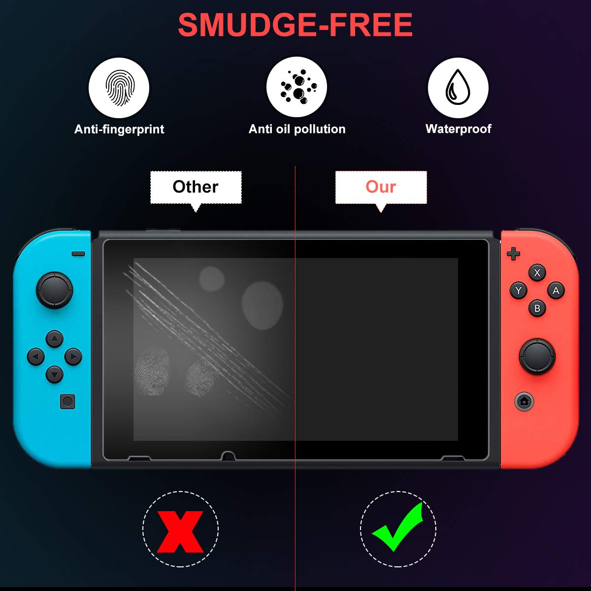 Elokipoe Screen Protector for Nintendo Switch 3 Pack, Durable 9H Tempered Glass Screen Protector Film, Easy to Install, Crystal Clear, No Bubbles Design, Smooth HD Screen Protector for Switch