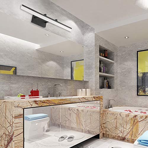 YHTlaeh Adjustable LED Bathroom Vanity Light Fixture Wall Cabinet 18W 24inch Matte Black Natural White Light 4000K for Makeup Bathroom Lighting Over Mirror (24in Non Dimmable)