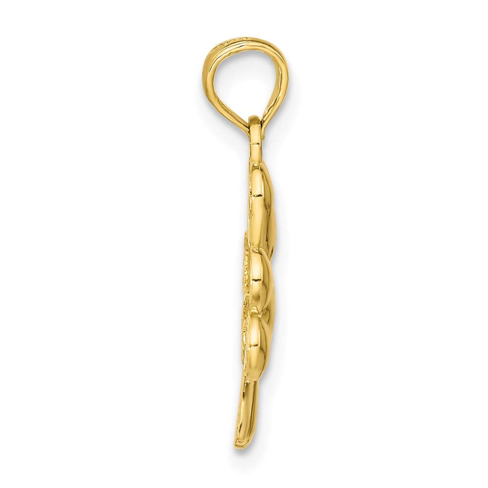 FB JEWELS 10K Yellow Gold 3 Leaf Clover High Polish and 2D Pendant