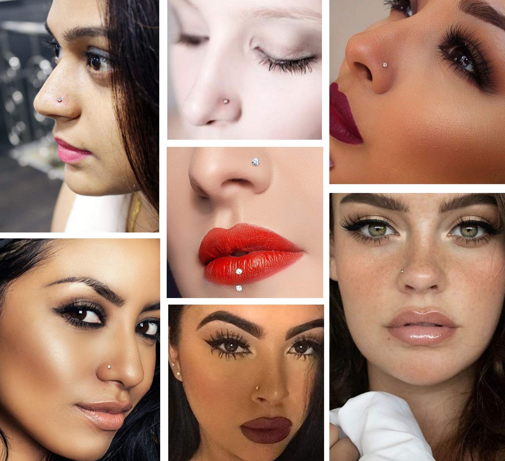FIBO STEEL 200 Pcs Nose Ring Studs Set For Women Men 316L Stainless Steel Hoops L Shaped Screw Bone Piercing Jewelry 20G 22G 1.5mm 2mm 2.5mm