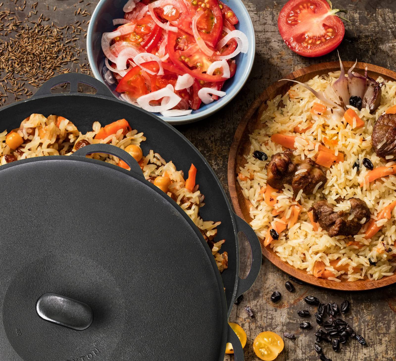 Dutch Oven Pot with Lid 8.5 Quarts (8 L) - Cast Iron Dutch Oven - Cast Iron Cookware Set - Uzbek Kazan Cast Iron β Premium Camping Cookware