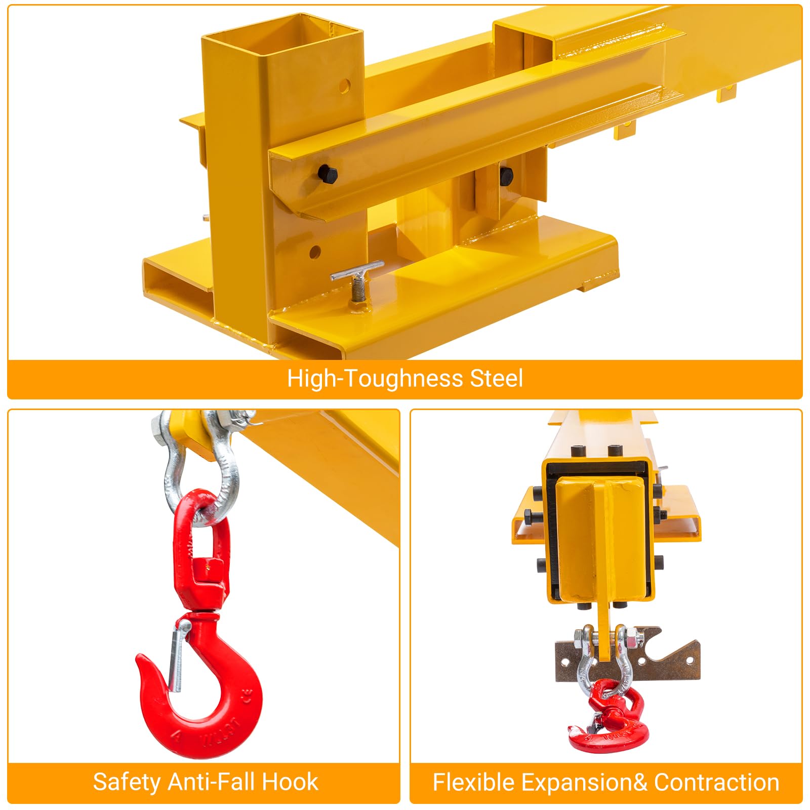 PioneerWorks Forklift Mobile Crane, 83"-149" Adjustable Forklift Mobile Crane Manual Telescopes, 6000Lbs/3T Forklift Mobile Crane, for Warehouse, Factories, Construction