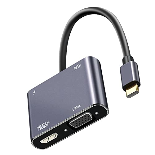 Multifunctional 4-in-1 Type-C Hub Type-C Converter Aluminum Alloy Shell up to 4K Resolution +VGA+USB3.0+PD Charging Ports