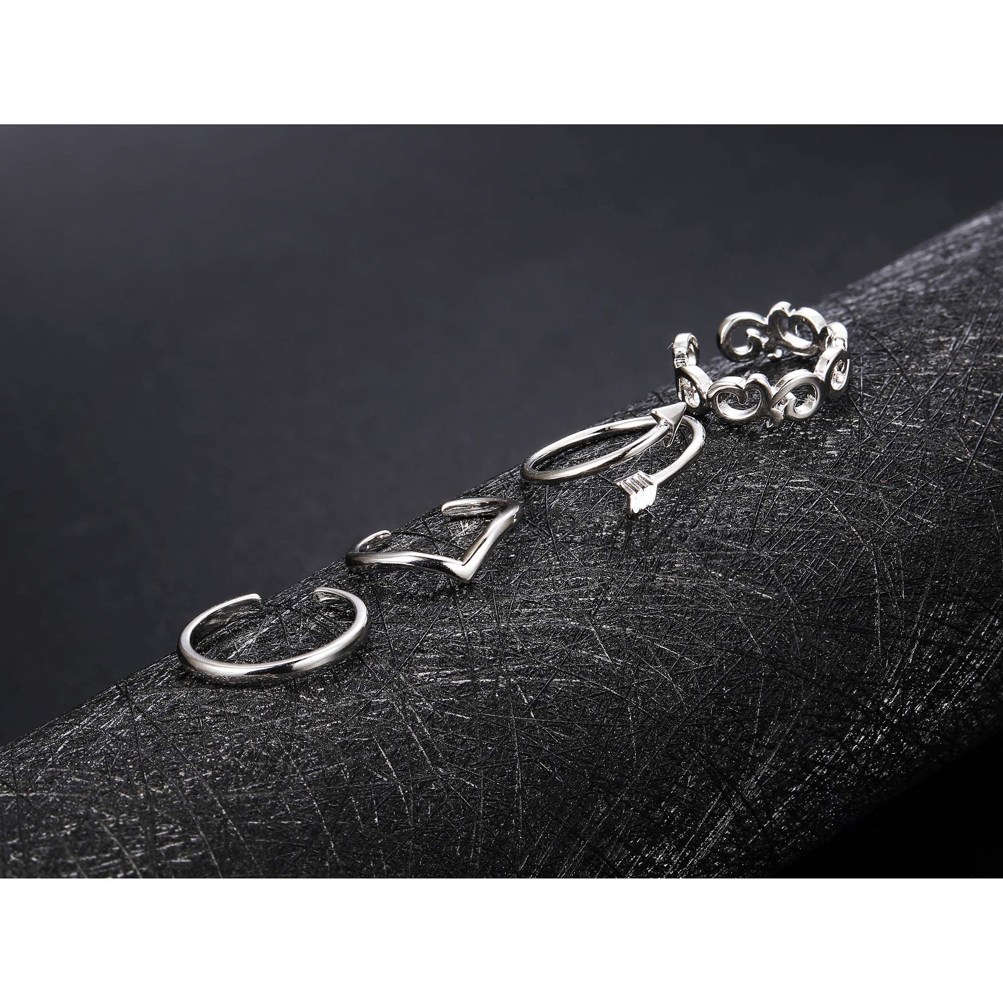 FIBO STEEL 4 Pcs Open Toe Rings for Women Arrow Tail Band Toe Ring Adjustable