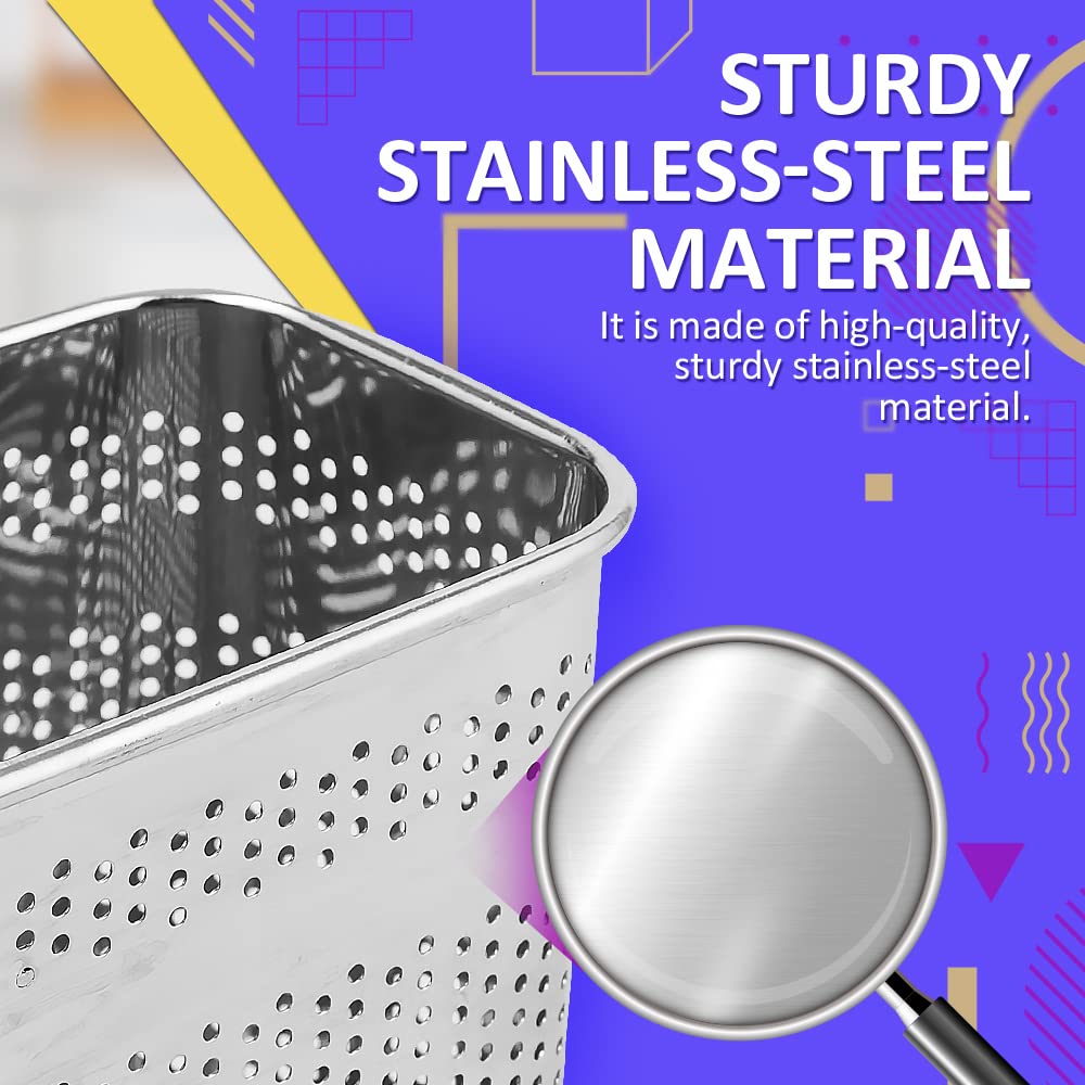 HOME&I Kitchen Utensil Holder-Thin Drying Rack Basket Organizer Utility Sturdy Stainless Steel 304 Flatware Silverware Cutlery Storage for Kitchen Dining (Medium-2 Compartments)