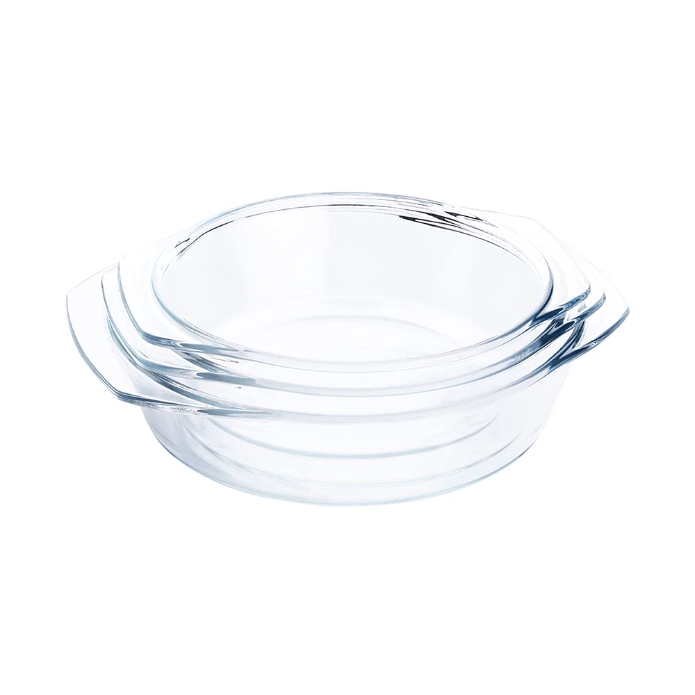 HUSANMP Set of 6 Pieces Round Tempered Glass Casserole Dish with Lids, Glass Casserole Baking Dish Set for Oven, Freezer and Dishwasher Safe - 1QT+1.5QT+1.8QT