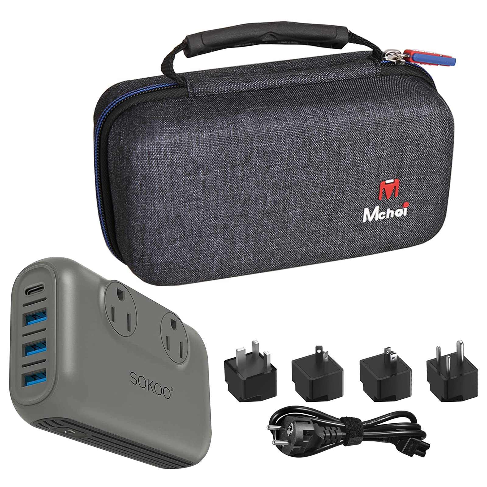 Mchoi Hard Portable Case for SOKOO 230-Watt Step Down 100-220V to 110V Voltage Converter, Case Only Grey