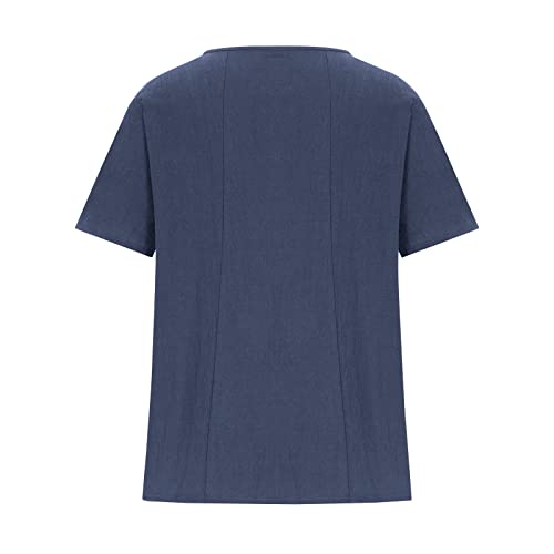 Ladies Flower Printing Tee Shirts 2023 Summer Short Sleeves Tops T-Shirt Crew Neck Loose Fit Blouses Tshirt Work Top G2-Navy 3X-Large