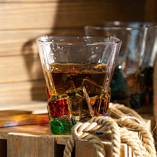 ivlere Whiskey Glass Set of 2 - Lead-Free Crystal Color Clear Scotch Glasses 15 oz Glassware for Drinking Bourbon Malt Cognac Irish Whisky