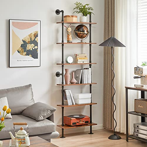 YMYNY Industrial Ladder Shelf, 4+6-Tier Bookcase with Metal Frame, 78.7"+58.5" Open Bookshelf, HTMJ014H+RF-TM018